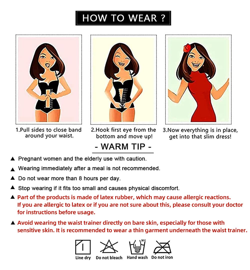YIANNA Waist Trainer for Women Latex Underbust Training Belt Tummy Control Waist Cincher Sport Girdle,YA2228-Black-M