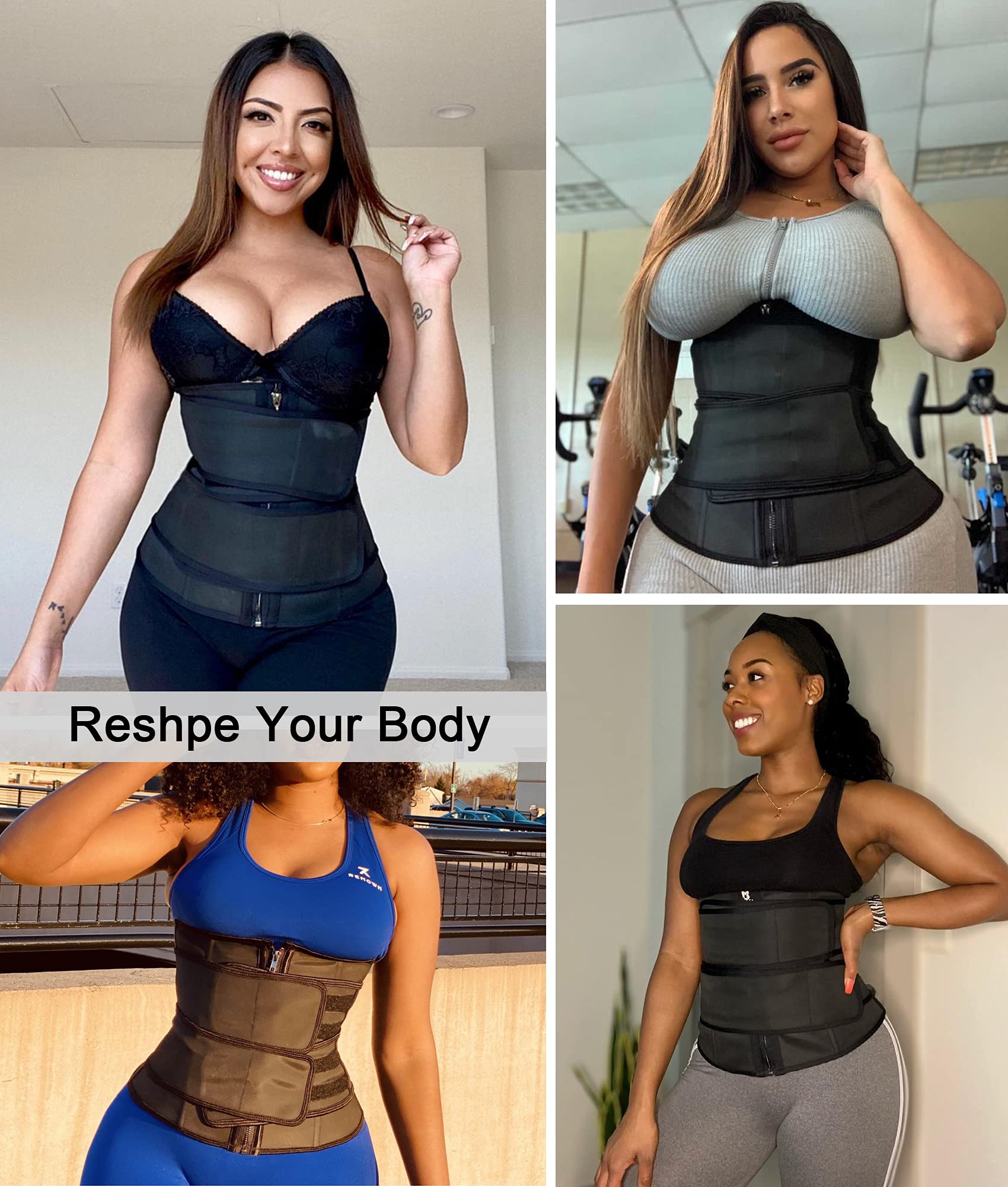 YIANNA Waist Trainer for Women Latex Underbust Training Belt Tummy Control Waist Cincher Sport Girdle,YA2228-Black-M