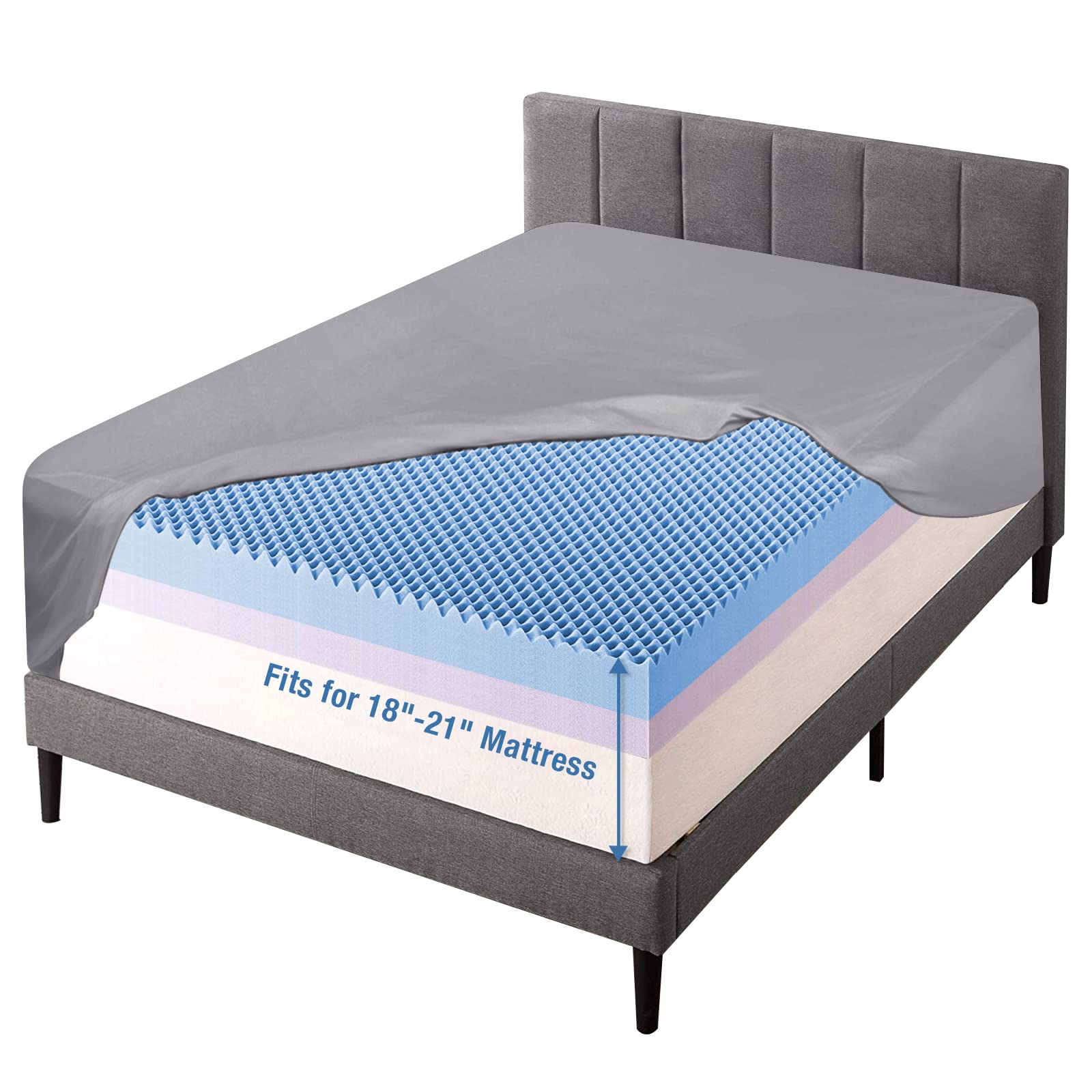 Bedecor Extra Deep Pocket Queen Fitted Sheet Only for 18 to 21 Inch Super Thick Mattress That Stay Tight,All Around Elastic Bottom,Doesn't Pop Off