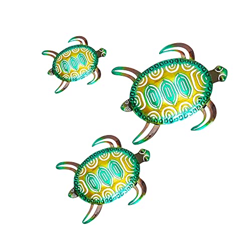 Erbacan Sea Turtle Wall Metal Art Decor,Feng Shui Outside House warming Gift Wall Decorations,Beach Theme for Garden Bathroom Outdoor Fence Patio Pool -Green
