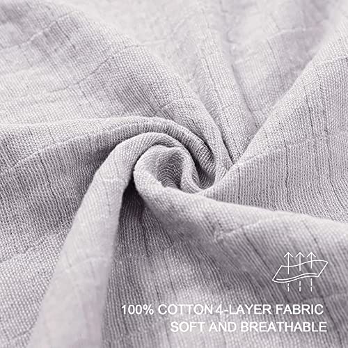 SE SOFTEXLY Cotton Muslin Throw Blanket for Adults,Breathable 4-Layer Yarn Dyed Linen Texture Gauze Blanket for Bed Sofa Couch,Super Soft Lightweight Twin Size Blanket for All Season(60"x80",Grey)