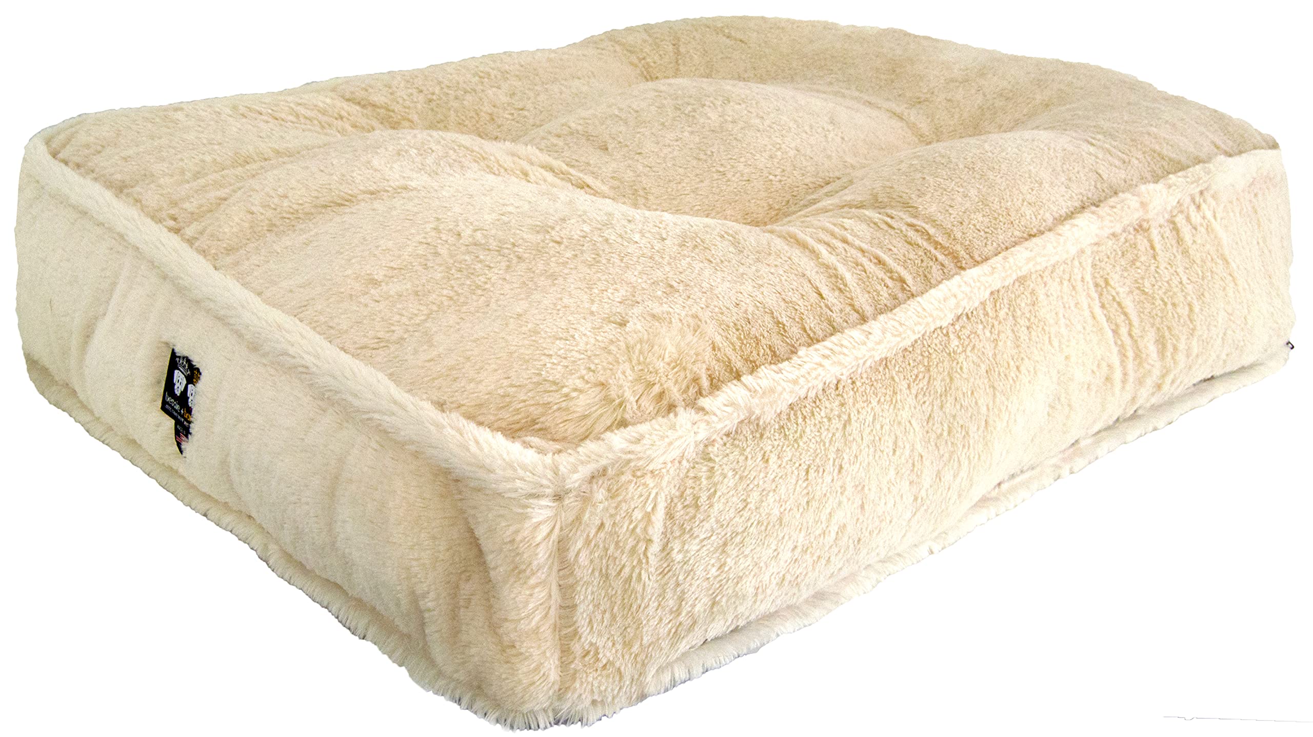 Bessie and Barnie Mid Shag Natural Husky Luxury Extra Plush Faux Fur Rectangle Pet/Dog Bed (Multiple Sizes)