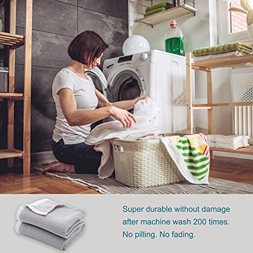 SE SOFTEXLY Cotton Muslin Throw Blanket for Adults,Breathable 4-Layer Yarn Dyed Linen Texture Gauze Blanket for Bed Sofa Couch,Super Soft Lightweight Twin Size Blanket for All Season(60"x80",Grey)