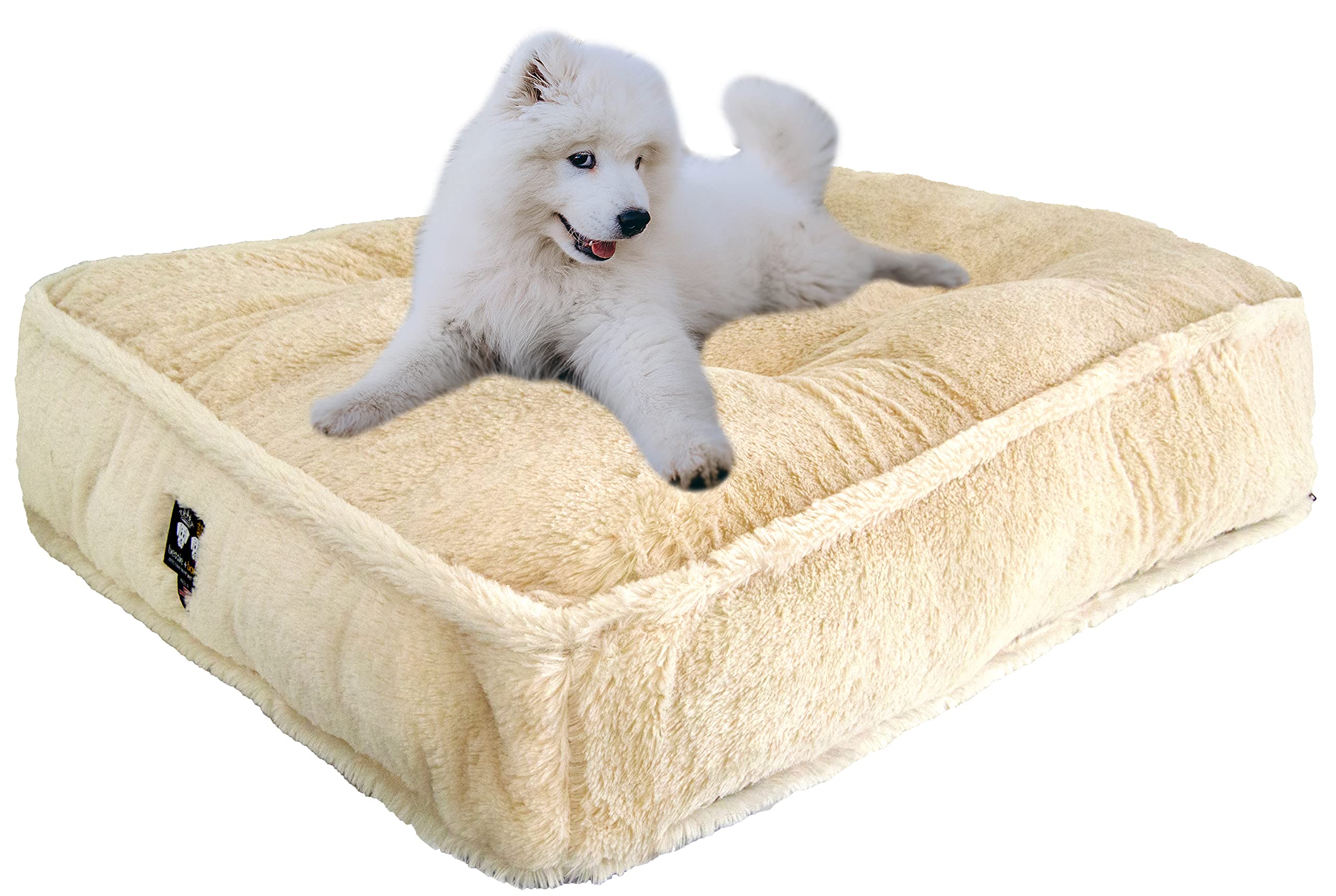 Bessie and Barnie Mid Shag Natural Husky Luxury Extra Plush Faux Fur Rectangle Pet/Dog Bed (Multiple Sizes)