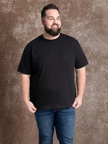 Fruit of the Loom Men's Tall Eversoft Cotton Short Sleeve T Shirts, Breathable & Moisture Wicking with Odor Control, Black Ink, XX-Large Big