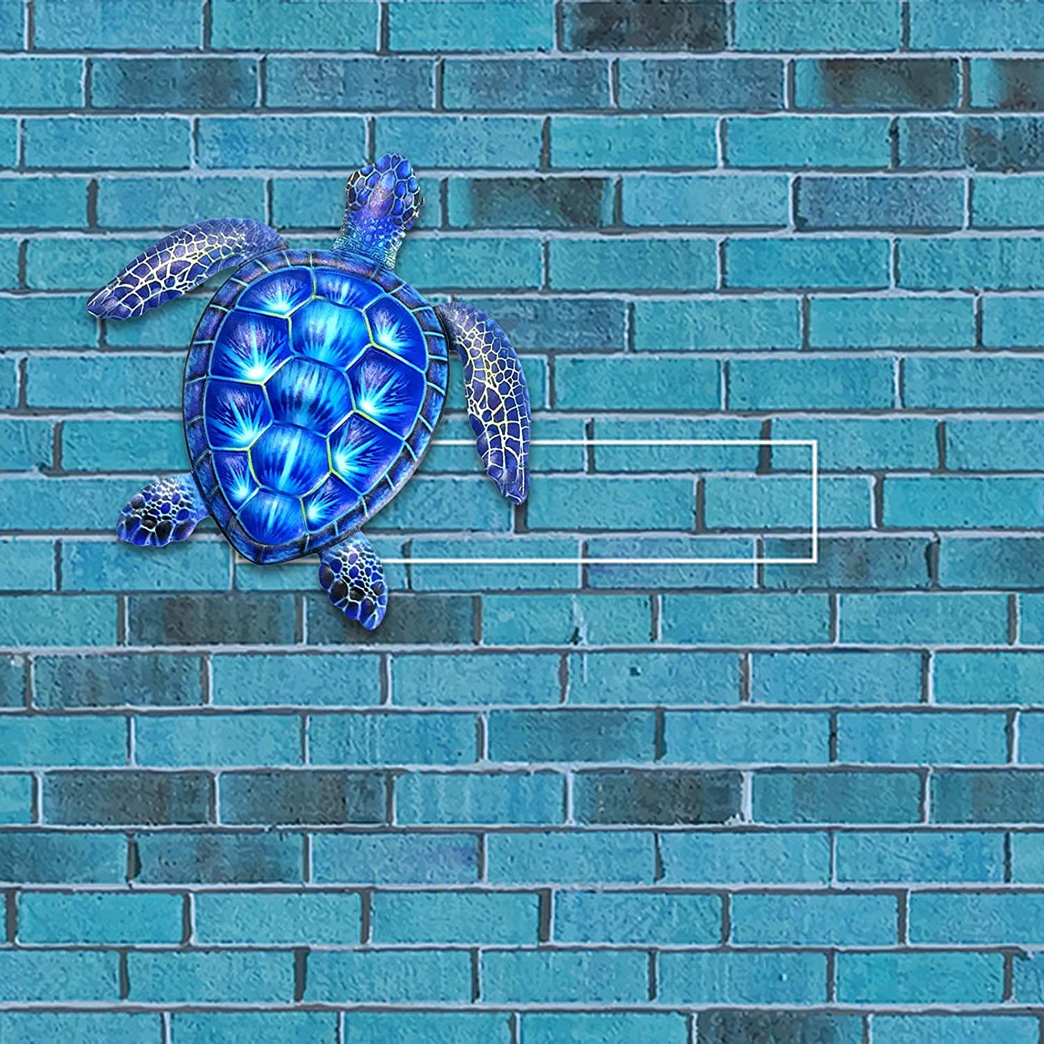 Metal Turtles Wall Art Decoration Iron Tortoise Wall Sculptures for Home Bedroom Living Room Garden Ornament - Blue
