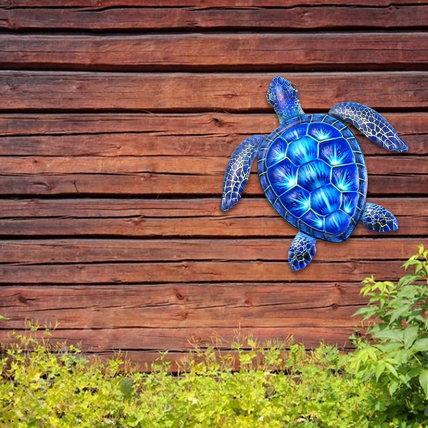 Metal Turtles Wall Art Decoration Iron Tortoise Wall Sculptures for Home Bedroom Living Room Garden Ornament - Blue