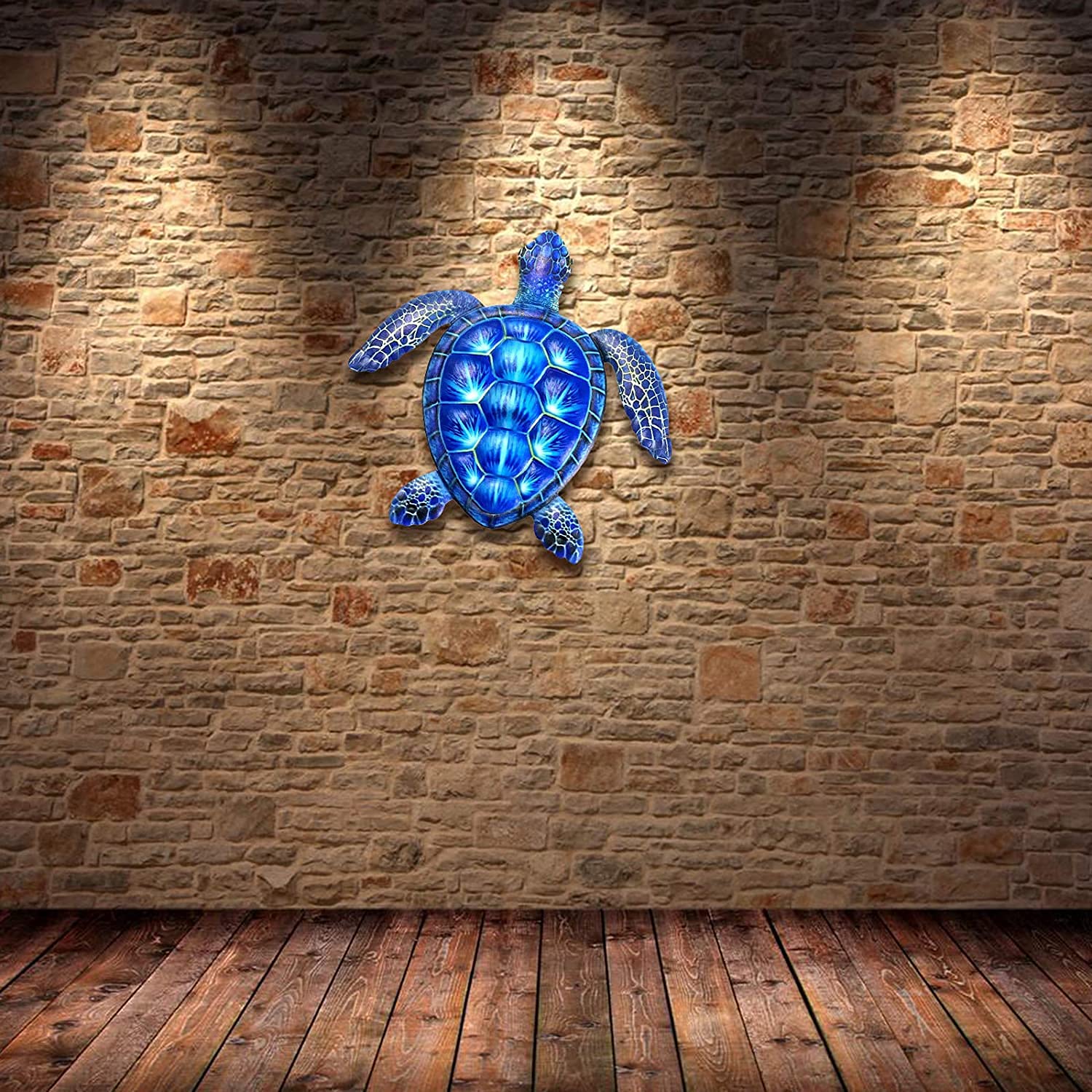 Metal Turtles Wall Art Decoration Iron Tortoise Wall Sculptures for Home Bedroom Living Room Garden Ornament - Blue