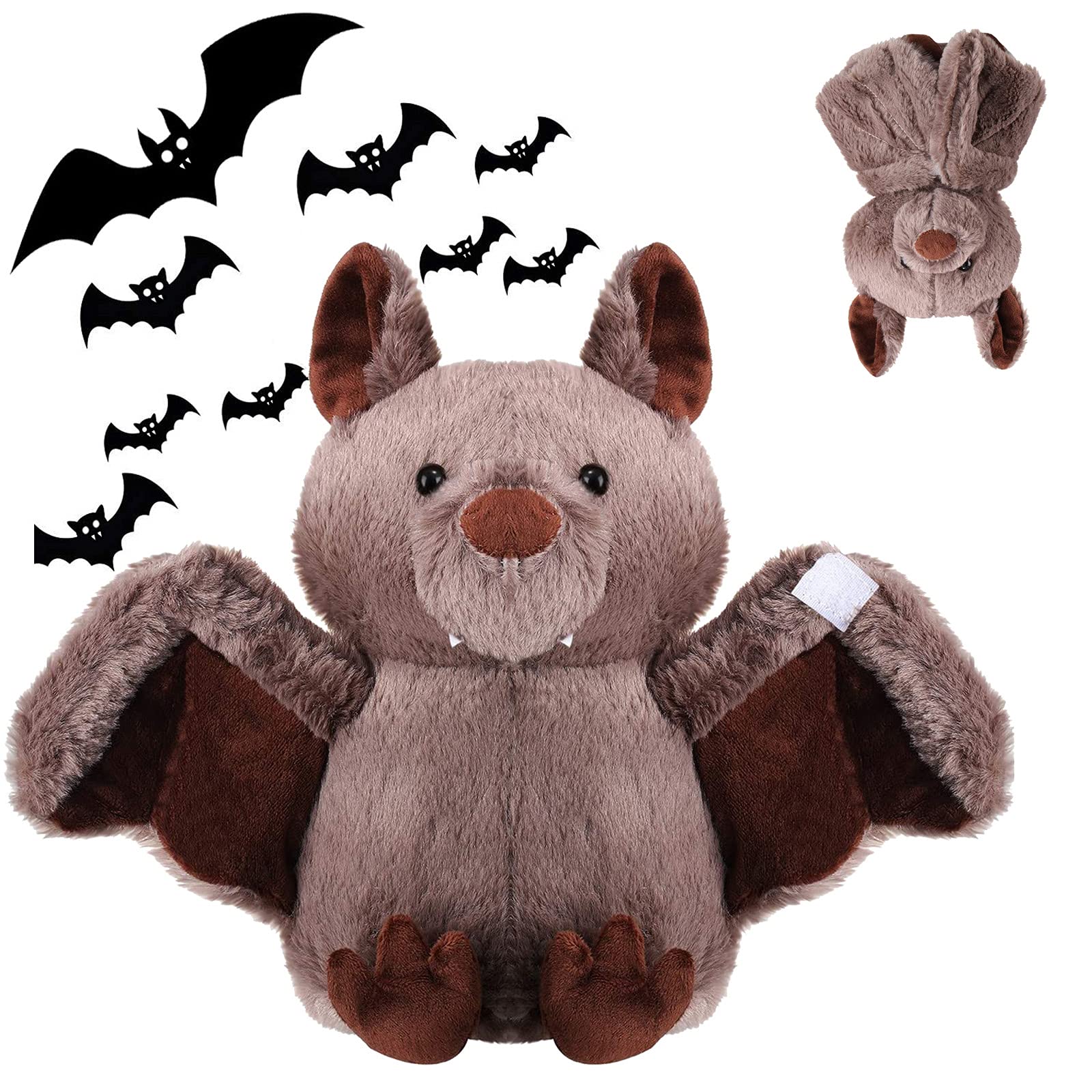 Cuddly 11 inch Plush Bat Stuffed Animal Halloween Stuffed Animal Plush Toy Plush Animal Doll Bedtime Toys Birthday Xmas Furry Gifts for Children Kids Baby Toys (Brown, 11 inch)