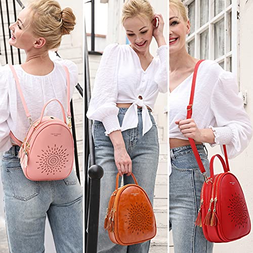 APHISON Fashion Mini Backpack Purse for Women Cute Small Backpacks PU Leather Crossbody Shoulder Bags Handbags Multifunctional and Large-Capacity Daypack Purse L-BROWN