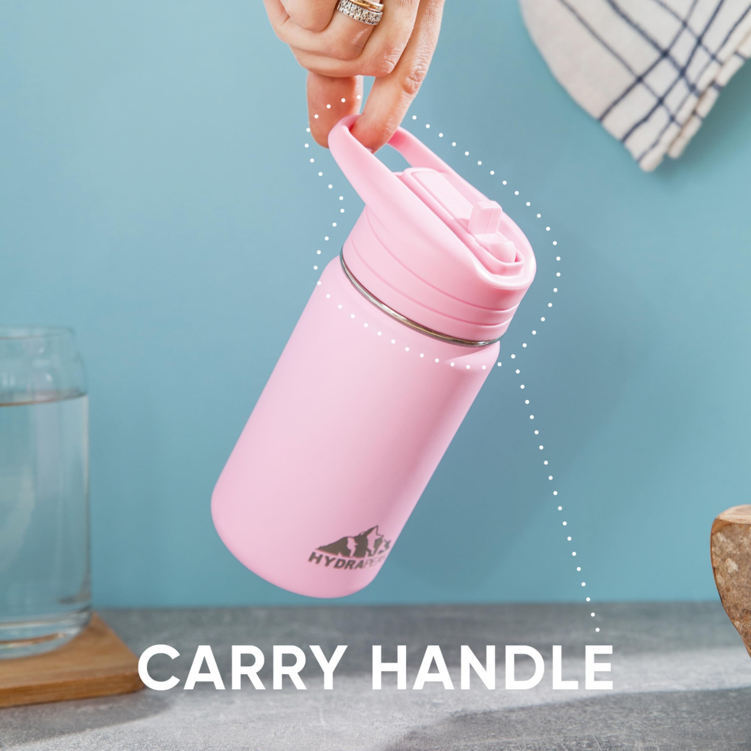 Hydrapeak Mini 14oz Water Bottle with Straw Lid, Stainless Steel Double Wall Insulated Water Bottle | Leak-Proof and Spill-Proof Water Bottle, 24 Hours Cold (Ice)