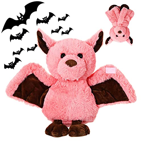 Cuddly 11 inch Plush Bat Stuffed Animal Halloween Stuffed Animal Plush Toy Plush Animal Doll Bedtime Toys Birthday Xmas Furry Gifts for Children Kids Baby Toys (Pink, 11 inch)