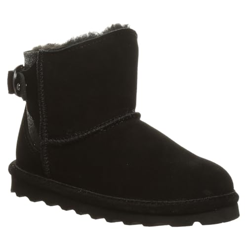 BEARPAW Women's Betty Black Size 10 | Women's Ankle Bootie | Women's Slip On Boot | Comfortable Winter Boot