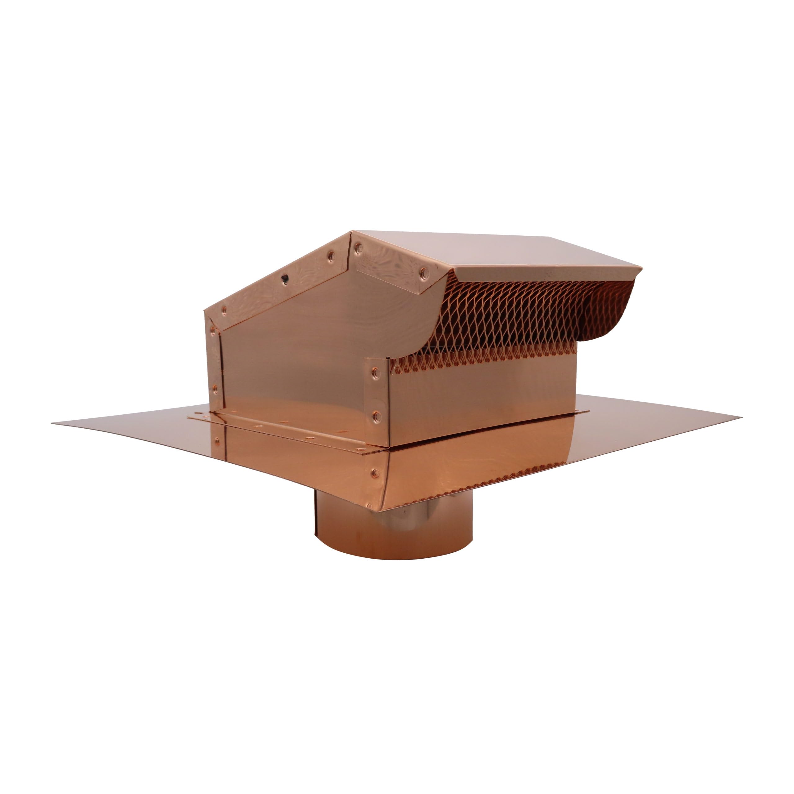 Generic Copper Rooftop Exhaust Vent Cap with Damper and Bottom Extension (10 Inch)