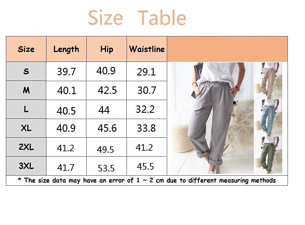 Women's Straight Pants Elastic Waist Trousers Casual lounge pants women for Work with Pockets Khaki