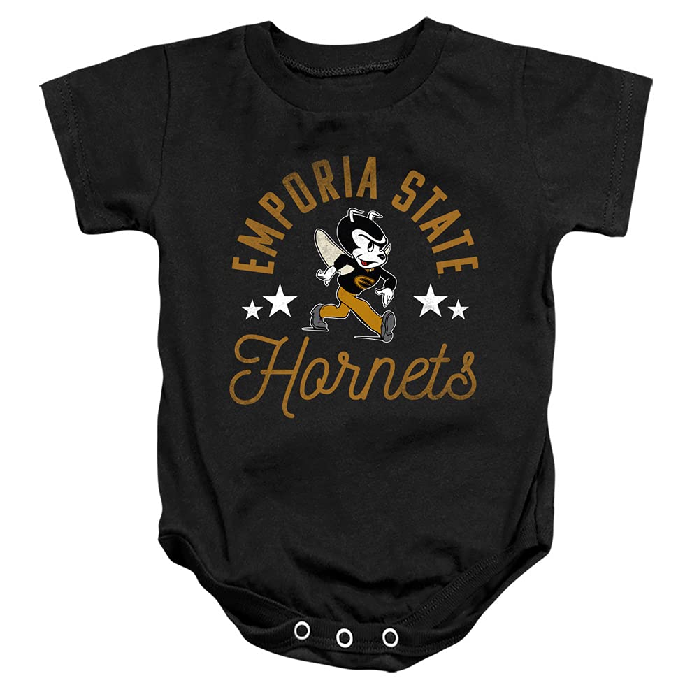 Emporia State University Official Hornets Unisex Infant Snap Suit for Baby,Black, 6 Months