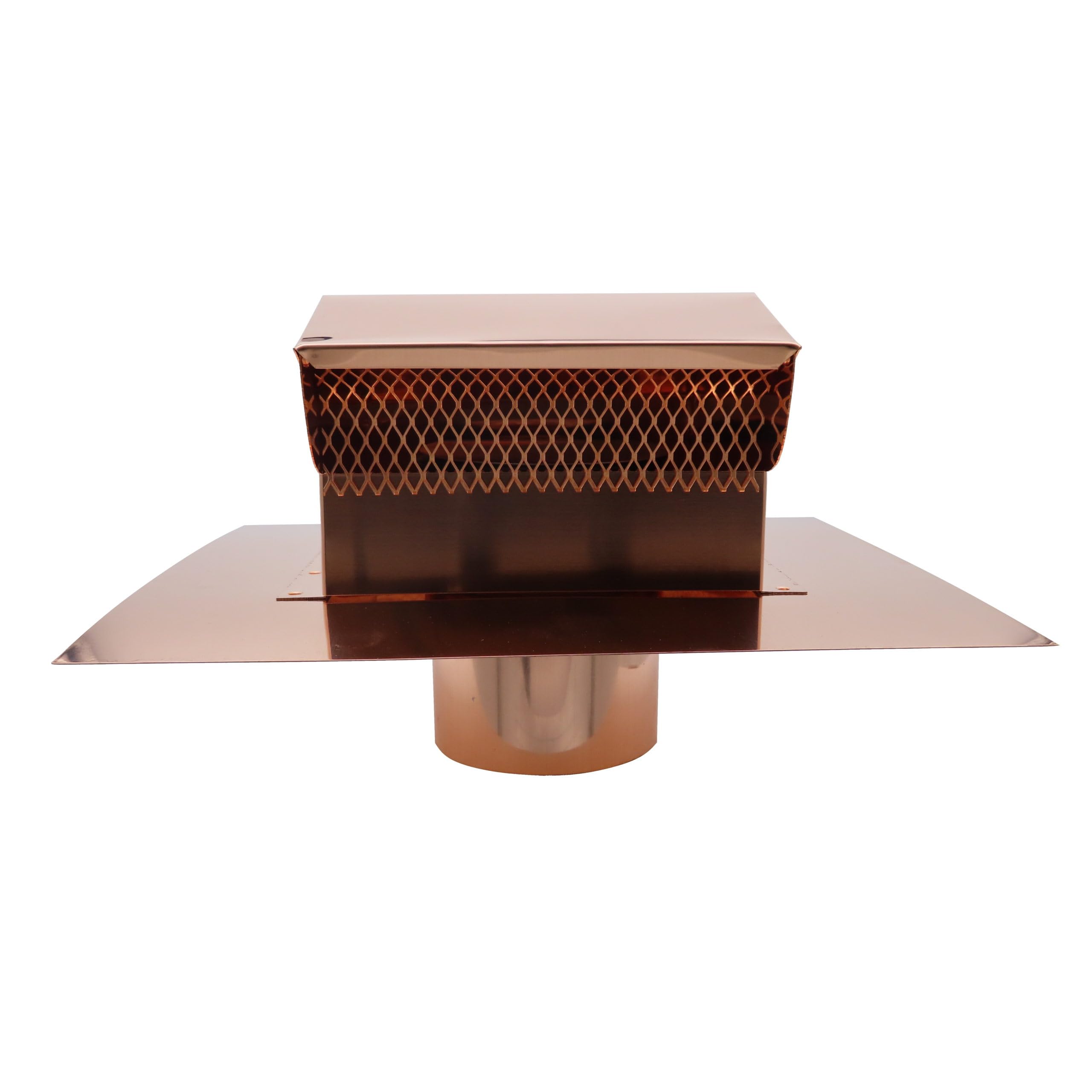 Generic Copper Rooftop Exhaust Vent Cap with Damper and Bottom Extension (4 Inch)