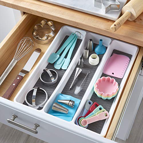 Copco Basics 3 Compartment Drawer Organizer, White and Charcoal Gray