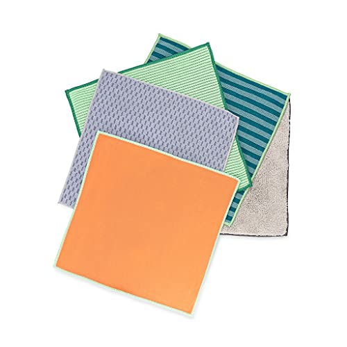 Full Circle Renew Collection Multifunctional Recycled Microfiber Cloths, Set of 5, Multicolor