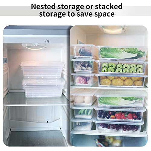 77L Food Storage Containers, (3-Pack) Plastic Food Container with Removable Drain Plate and Lid, Stackable Portable Freezer Storage Containers - Tray to Keep Fruits, Vegetables, Meat and More (Medium)