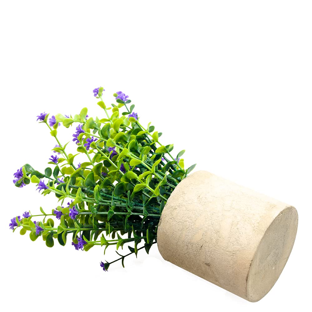 Svenee Artificial Mini Potted Plants Fake Plastic Milan Flower for Farmhouse Living Room Bathroom Office Desk Shelf Home Greenery Decoration (Purple)