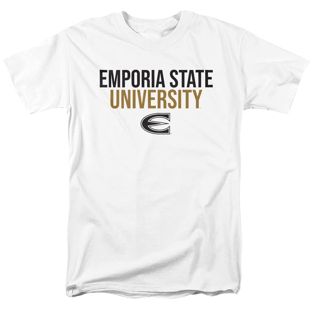 Emporia State University Official Stacked Unisex Adult T-Shirt, White, Large