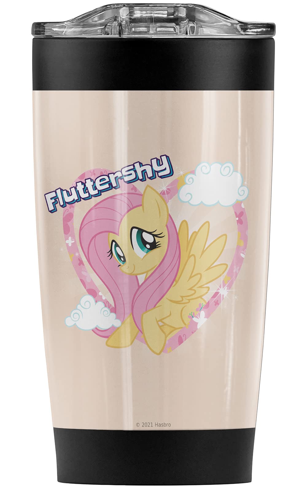 Logovision My Little Pony Tv Fluttershy Stainless Steel Tumbler 20 oz Coffee Travel Mug/Cup, Vacuum Insulated & Double Wall with Leakproof Sliding Lid | Great for Hot Drinks and Cold Beverages