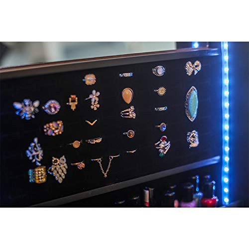 Savins gt1-DL 79 Blue Led Jewelry Cabinet, Jewelry Storage Cabinet, Upright Jewelry Cabinet With Long Mirror(Black)