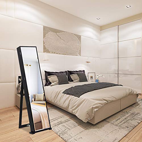 Savins gt1-DL 79 Blue Led Jewelry Cabinet, Jewelry Storage Cabinet, Upright Jewelry Cabinet With Long Mirror(Black)