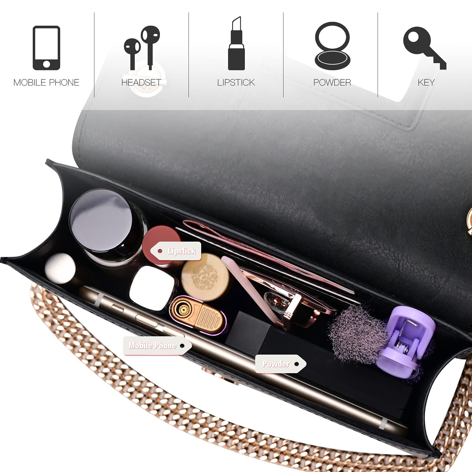 GM LIKKIE Crossbody Clutch Purse for Women, Glitter Evening Bag, Sequin Tassel Wedding Handbag for Party (Blue & Black)
