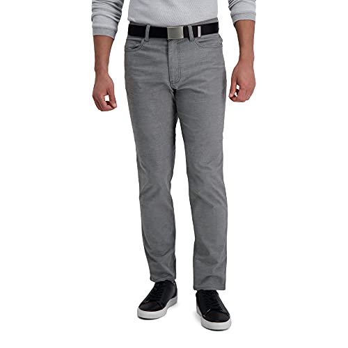Haggar Men's The Active Series Slim/Straight Fit Flat Front Pant, String Canvas, 36 x 32