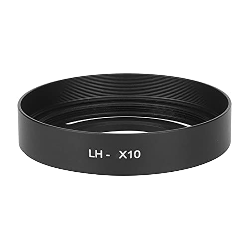 GOSHYDA Camera Lens Hood,Beautiful Appearance Hollow, Metal Compact Detachable, 52mm, with Centre Pinch Lens Cap, for Fuji X10/X20/X30(Black)