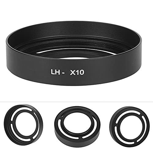 GOSHYDA Camera Lens Hood,Beautiful Appearance Hollow, Metal Compact Detachable, 52mm, with Centre Pinch Lens Cap, for Fuji X10/X20/X30(Black)