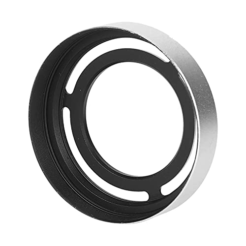 GOSHYDA Camera Lens Hood,Beautiful Appearance Hollow, Metal Compact Detachable, 52mm, with Centre Pinch Lens Cap, for Fuji X10/X20/X30(Silver)