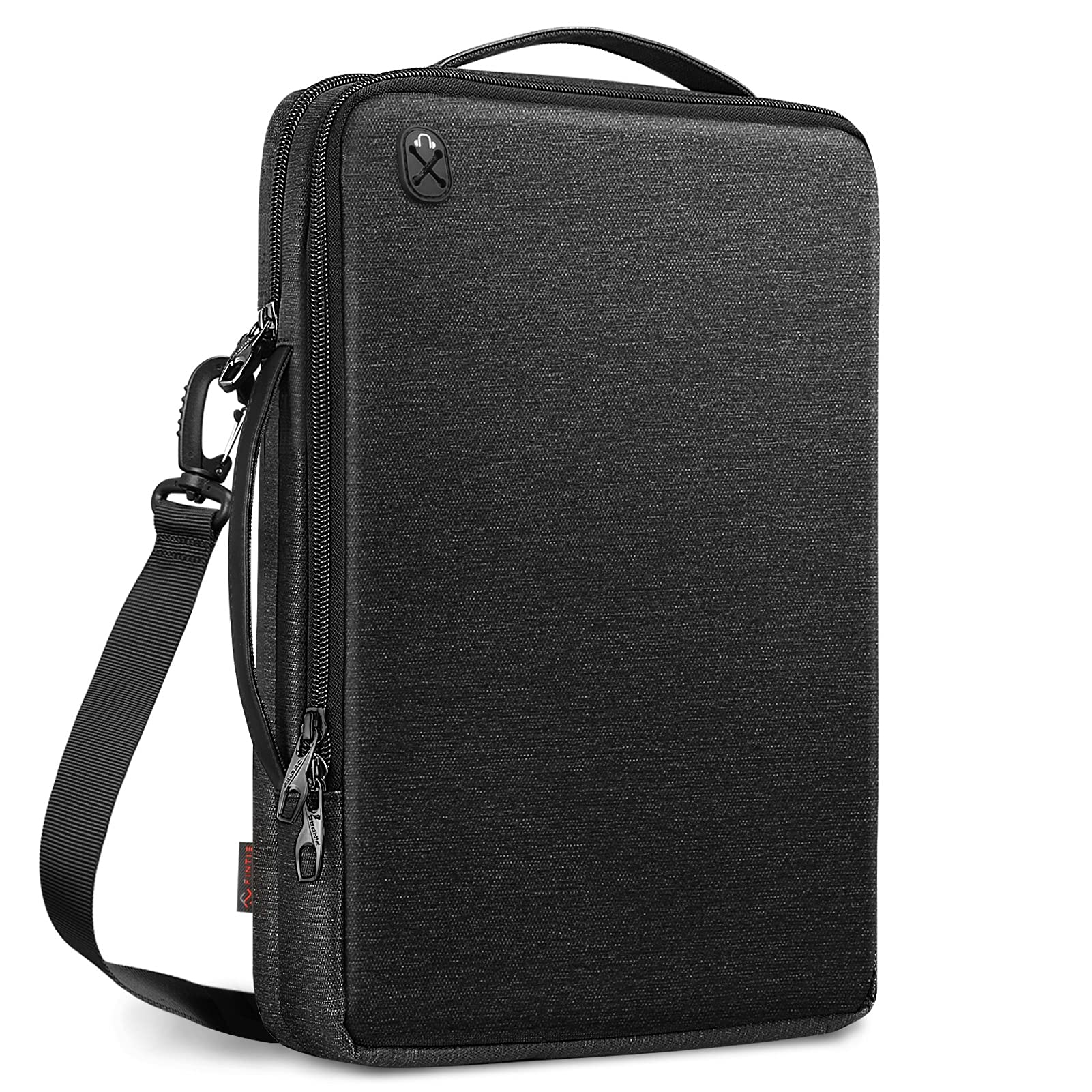 FINPAC 15.6-inch Laptop Shoulder Bag, Protective Computer Carrying Case Compatible with 16.2" MacBook Pro M4/M3/M2/M1, 15-16" MacBook Air/Pro, Surface Laptop/Book, 15.6" HP/Dell/Acer/Samsung, Black
