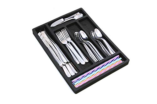 Polar Whale Flatware Silverware Drawer Organizer Cutlery Forks Knives Spoons Non-Slip Waterproof Compact Tray Insert 11 x 15 x 1 Inch 6 Slot Great for Home Kitchen RVs Campers Boats