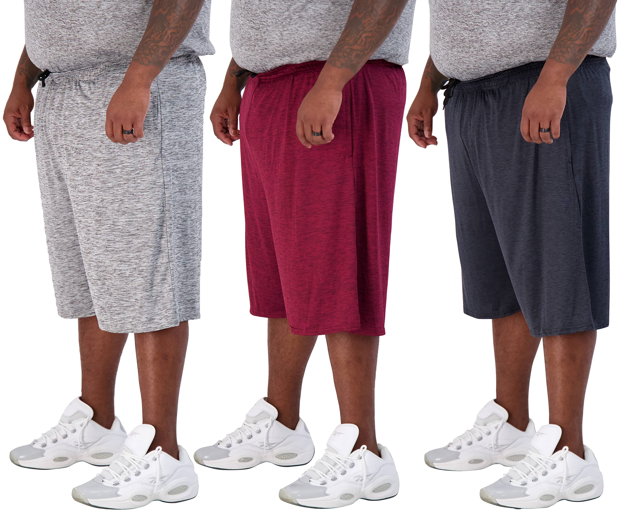 Real Essentials Men’s Big and Tall Quick Dry Fit Active Quick Dry Fit Active Athletic Workout Summer Gym Clothes Sleeping Basketball Gym Shorts Casual Lounge Elastic Running, Set 3, 4X, Pack of 3