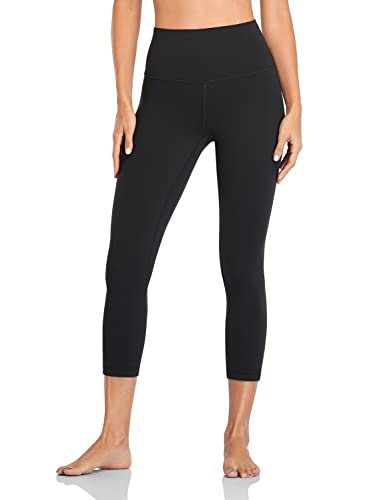 HeyNuts High Waisted Yoga Capris Leggings for Women, Buttery Soft Workout Cropped Pants Compression 3/4 Leggings 21'' Black XS(0/2)