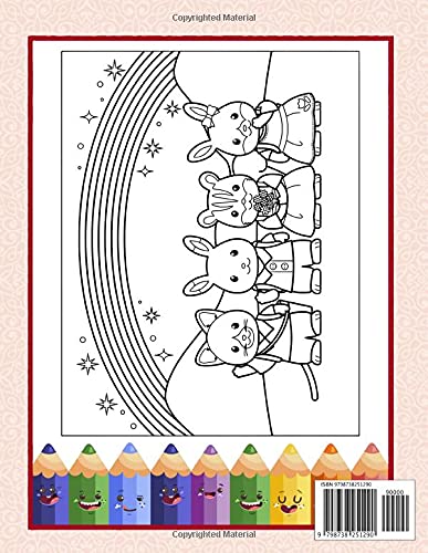 Rainbow Joy! - Calico Critters Coloring Book: Suitable For All Ages, Autistic Kids, Lovely, Indoor Activities, Education