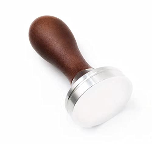OYSTERBOY 53mm Premium Quality Solid Wood Handle Coffee Tamper Barista Espresso Coffee Powder Bean Tamper Press Hammer Food Grade Stainless Steel Flat Base