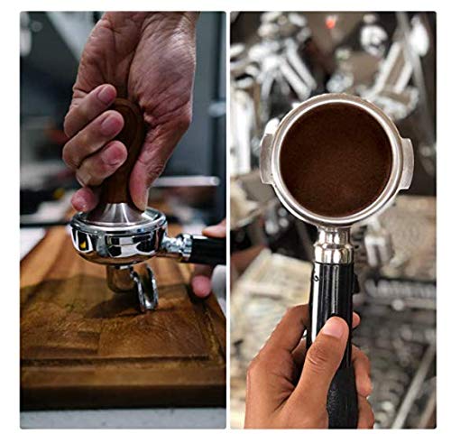OYSTERBOY 53mm Premium Quality Solid Wood Handle Coffee Tamper Barista Espresso Coffee Powder Bean Tamper Press Hammer Food Grade Stainless Steel Flat Base