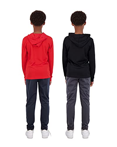 Hind Boys 4-Piece Active Long Sleeve Quick Dry T-Shirt and Athletic Jogger Sweatpant Set Kids Clothes for Sports and Running (Red-Black, numeric_12)