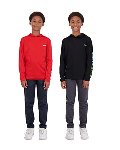 Hind Boys 4-Piece Active Long Sleeve Quick Dry T-Shirt and Athletic Jogger Sweatpant Set Kids Clothes for Sports and Running (Red-Black, numeric_12)
