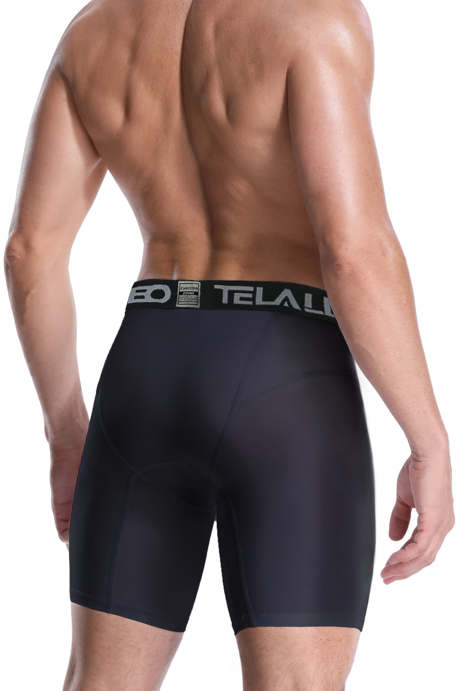 TELALEO 5 Pack Compression Shorts for Men Spandex Sport Shorts Athletic Workout Running Performance Baselayer Underwear Black/Double Blue/Double Gray M