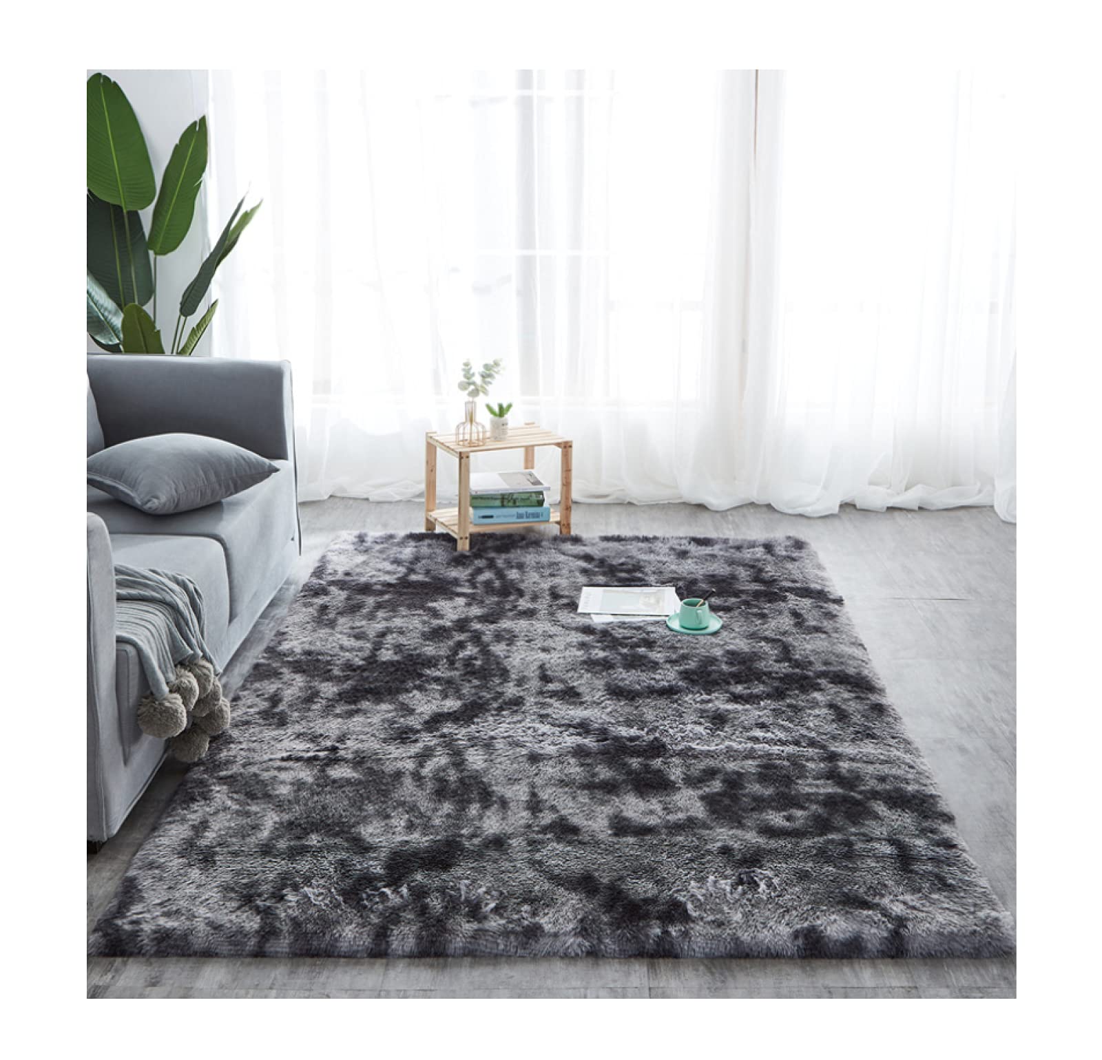 Shag Loomed Area Rug Warm Soft Faux Fur Luxury Rug Plush Throw Rugs Shaggy Fluffy Carpets for Living Room and Bedroom Nursery Rugs Abstract Home Decor Rugs,Grey_4040CM(1.3×1.3ft)