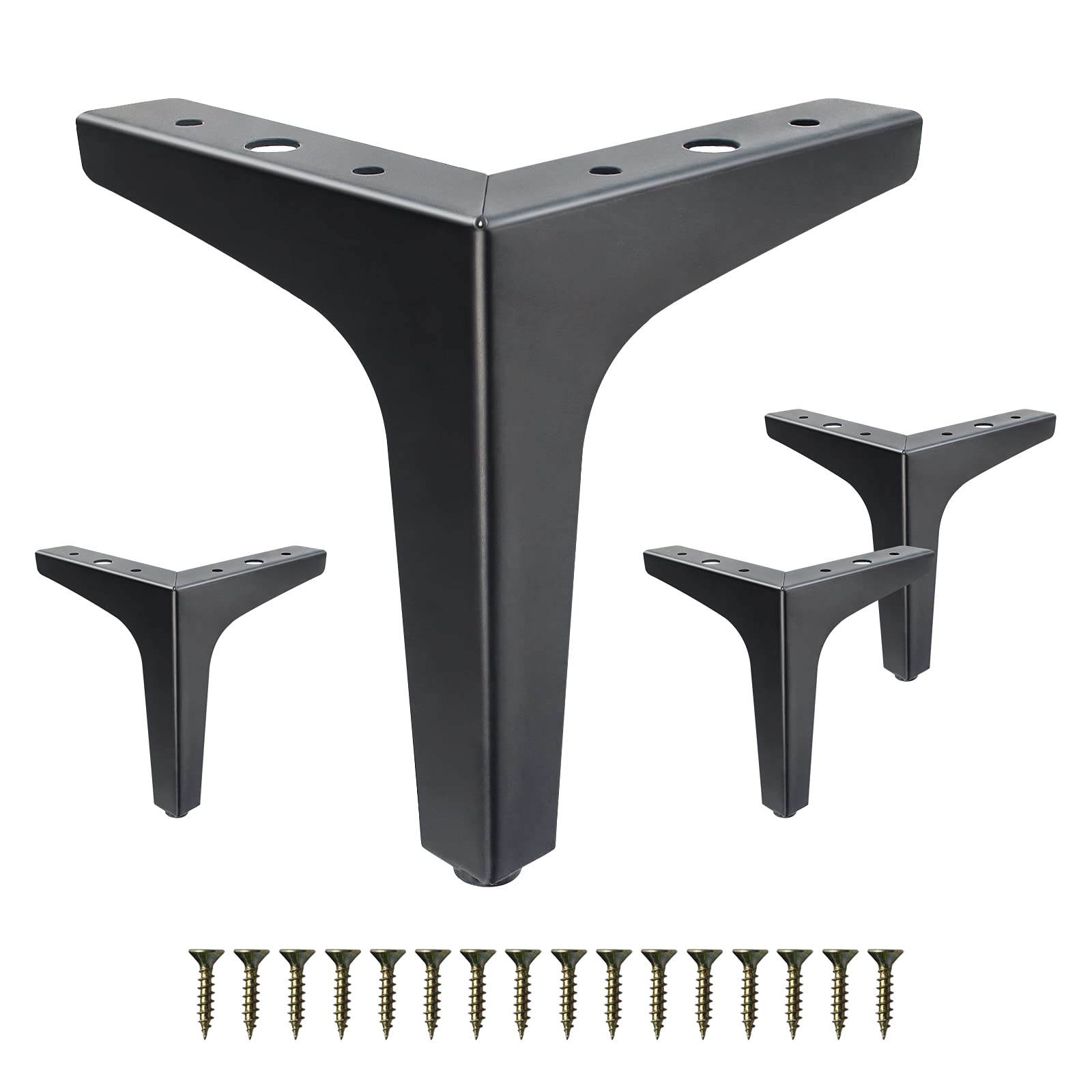 GOSCHE Metal Furniture Legs Set of 4, Matte Black Sofa Legs 6 inch, Modern Style Replacement feet for Couch Dresser Chair Bed Table Cabinet Ottoman Cupboard DIY Replacement Parts
