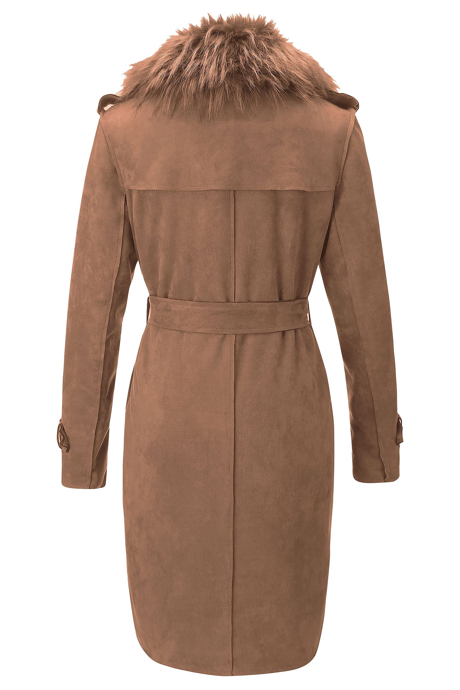 Bellivera Women Faux Leather Suede Jacket Utility Spring Coat FF20 D.Brown M