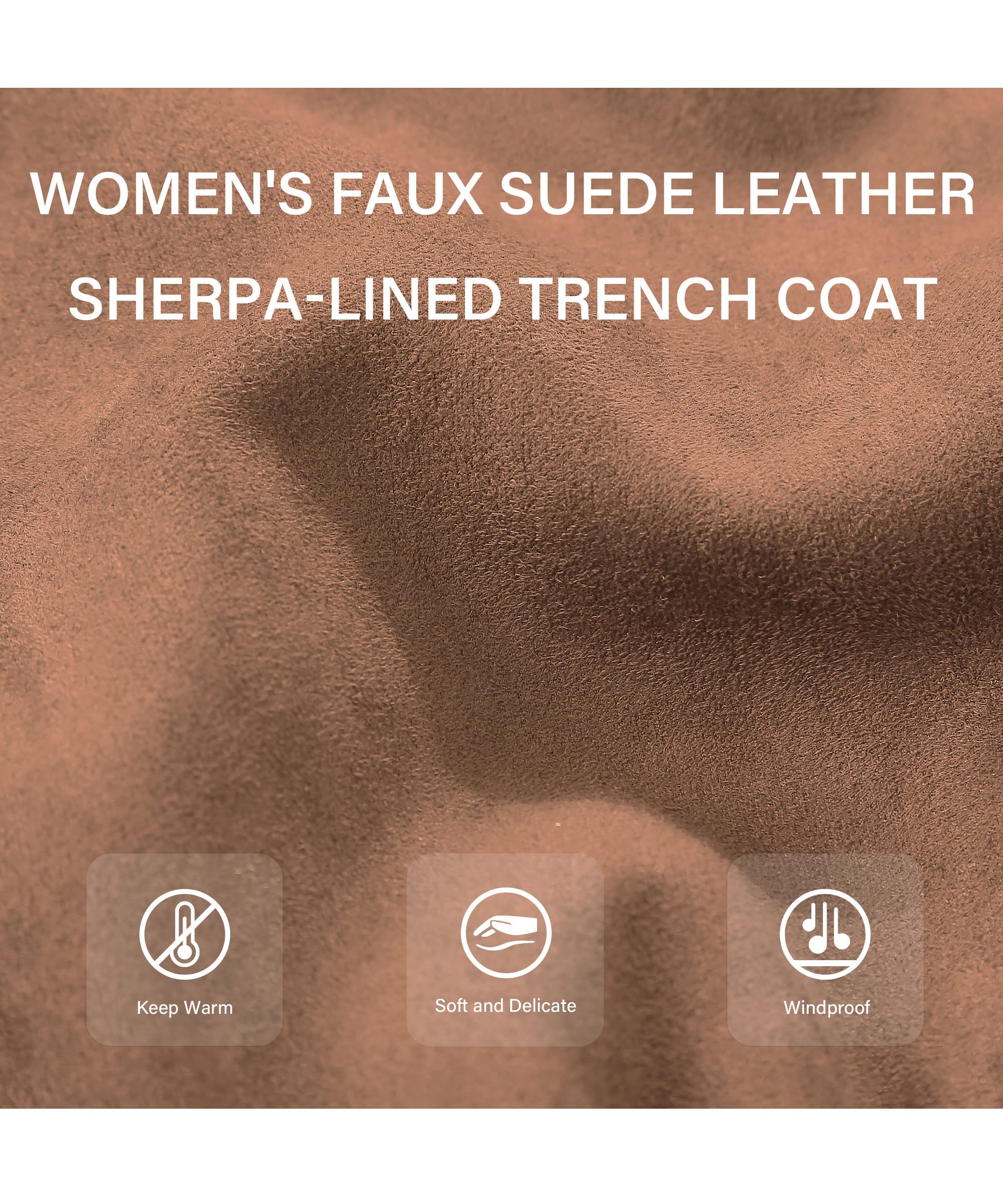 Bellivera Women Faux Leather Suede Jacket Utility Spring Coat FF20 D.Brown M