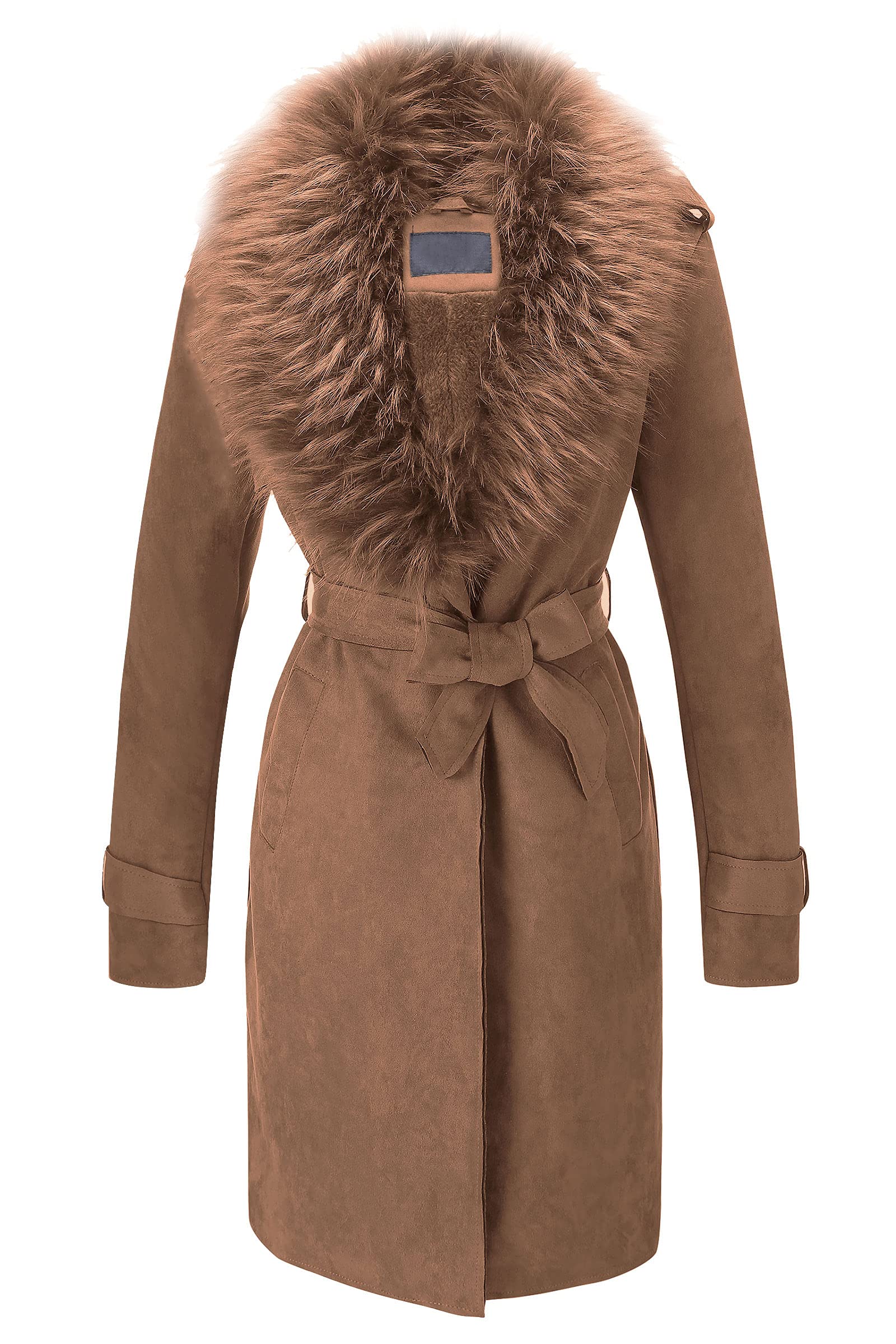 Bellivera Women Faux Leather Suede Jacket Utility Spring Coat FF20 D.Brown M
