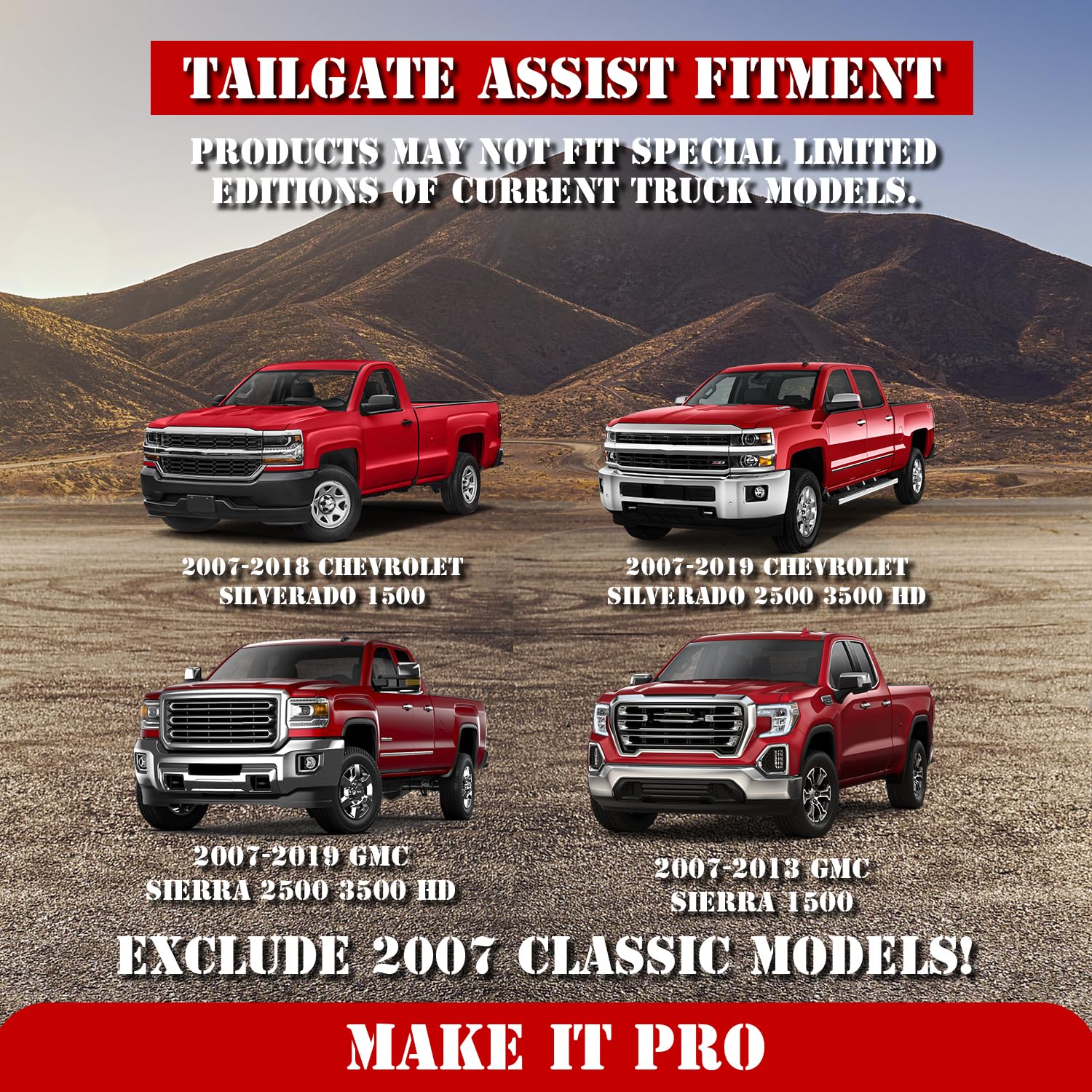 KitsPro Truck Tailgate Assist for Chevy Silverado and GMC Sierra 1500 2500 3000 Non-Classic Models 2007-2018 and 2500 3500 HD 2019 Truck Accessories Tailgate Damping Strut, Pack of 1